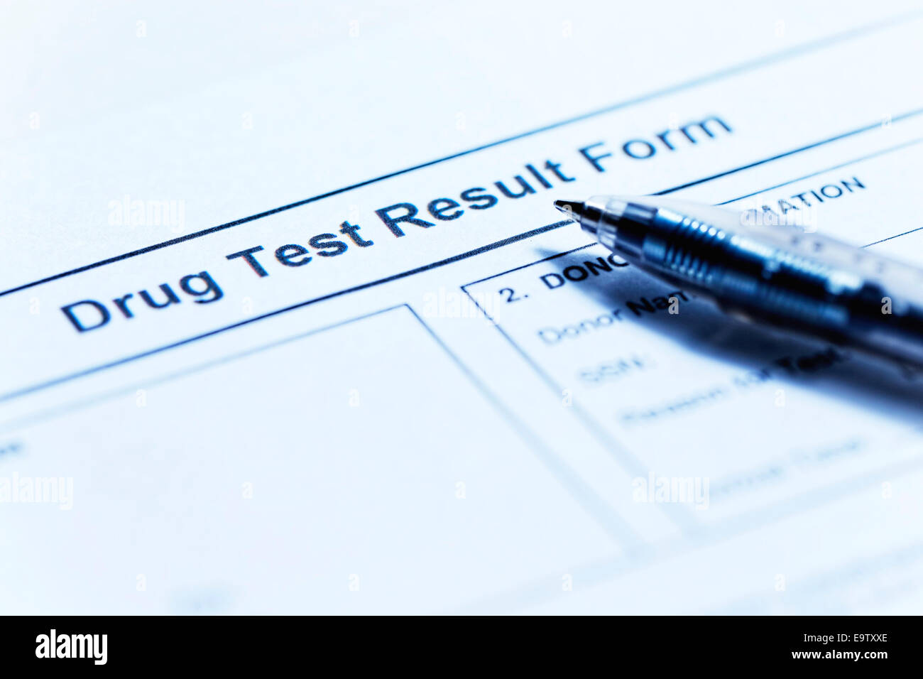 Drug test blank form with pen Stock Photo - Alamy