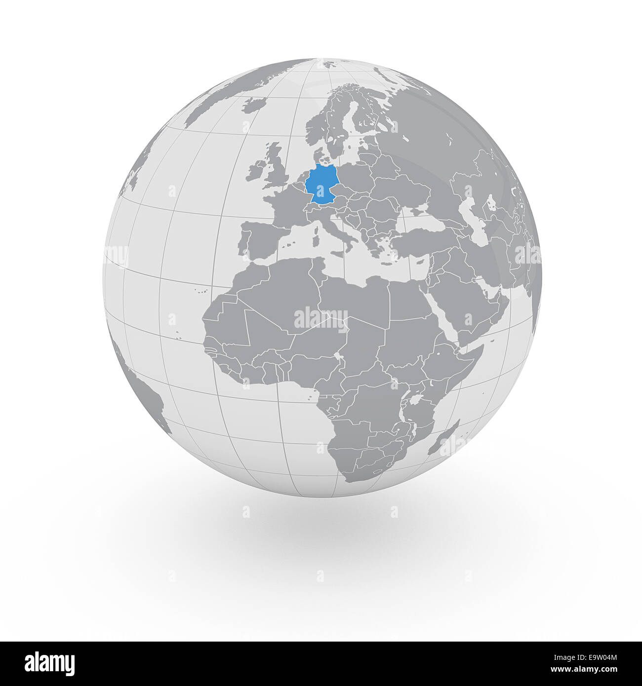 Germany on globe isolated on white background Stock Photo - Alamy