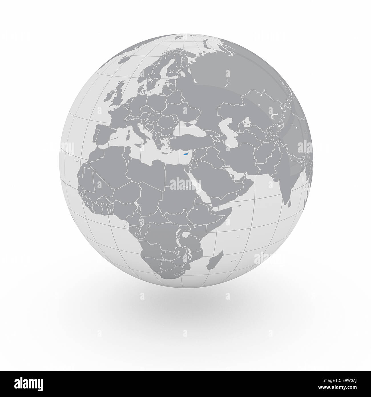 Cyprus on globe isolated on white background Stock Photo - Alamy