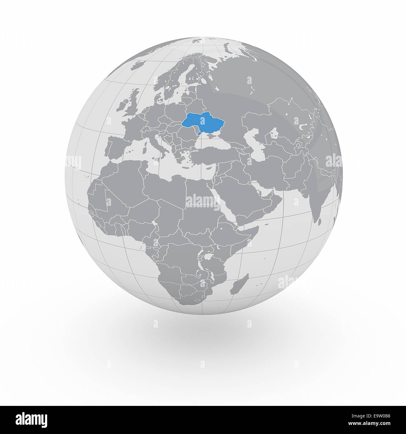 Ukraine on globe isolated on white background Stock Photo - Alamy