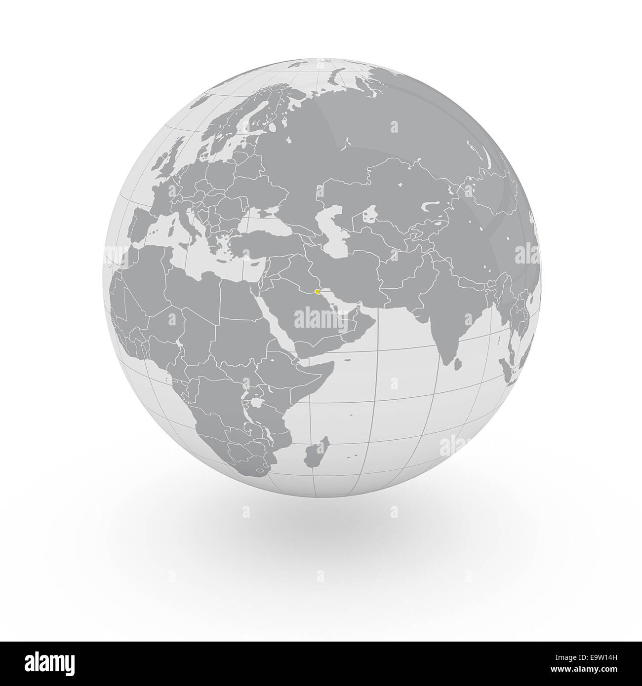 Kuwait on globe isolated on white background Stock Photo - Alamy