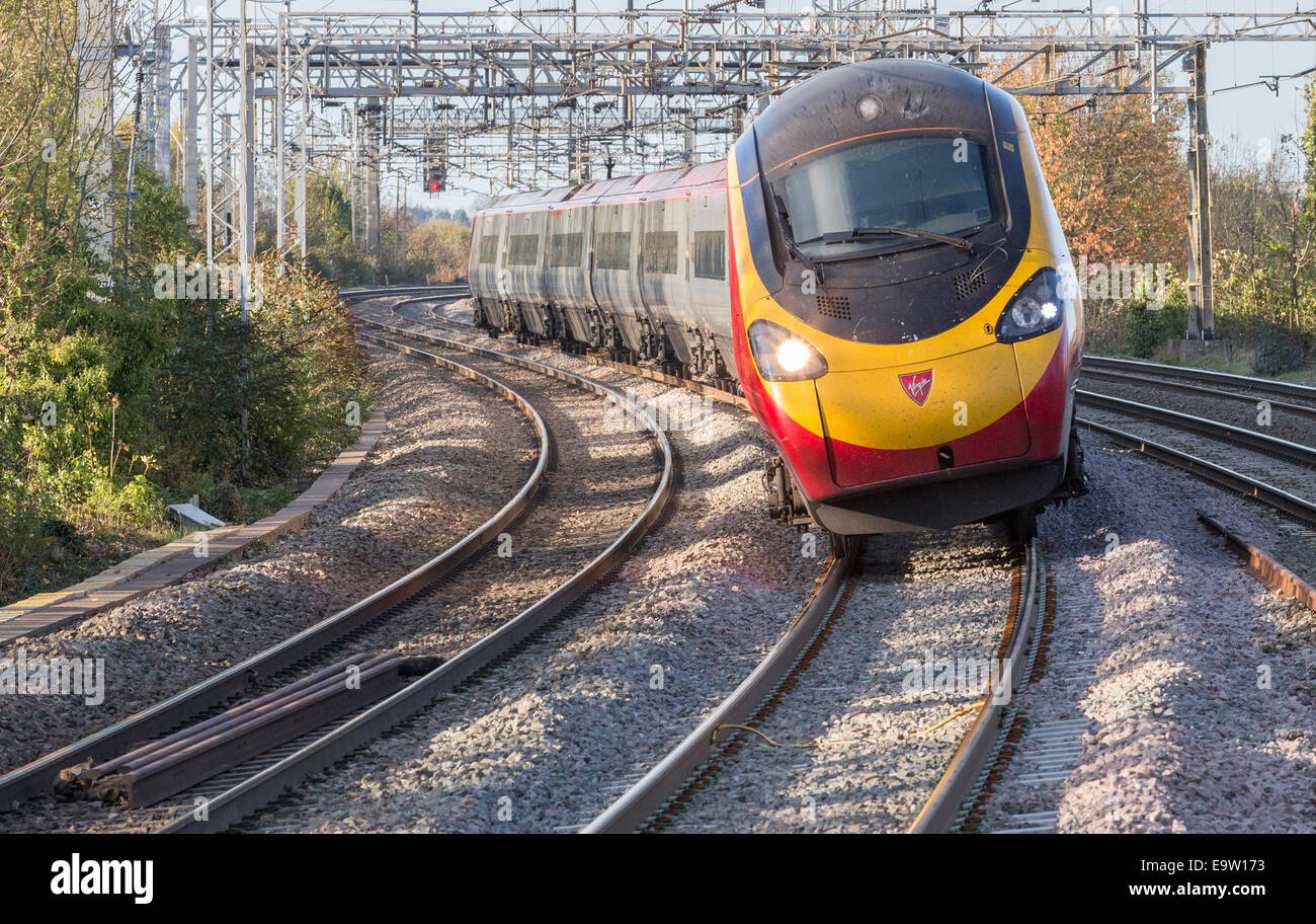 Virgin Pendolino leaning Stock Photo - Alamy
