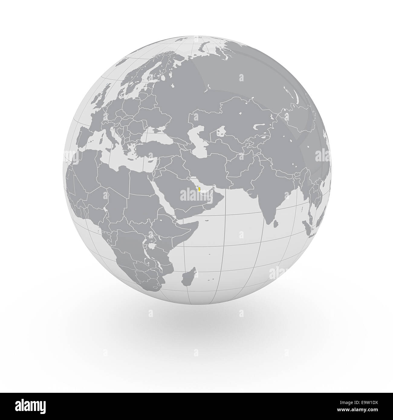 Qatar on globe isolated on white background Stock Photo - Alamy