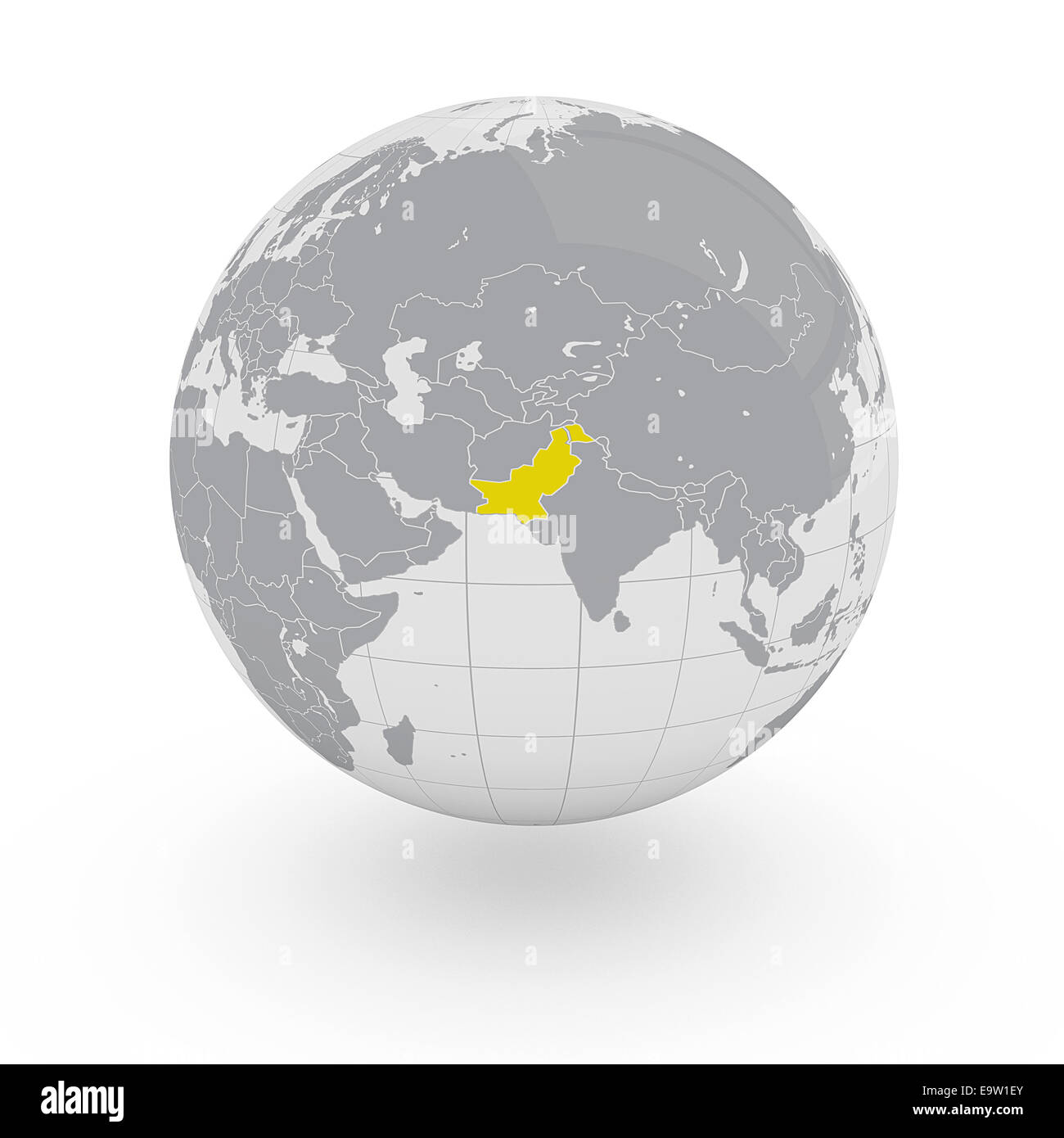 Pakistan on globe isolated on white background Stock Photo - Alamy