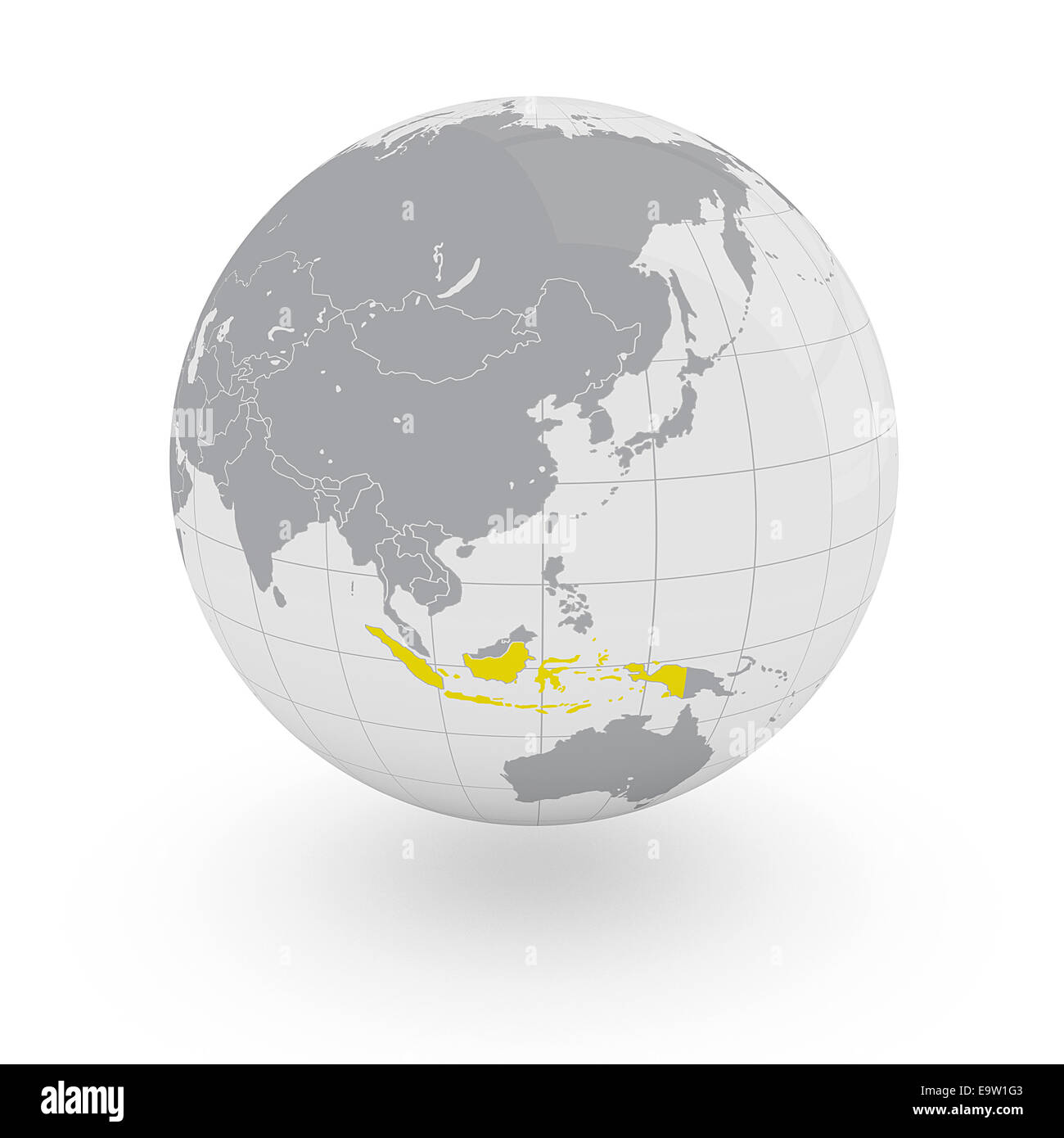 Indonesia on globe isolated on white background Stock Photo - Alamy