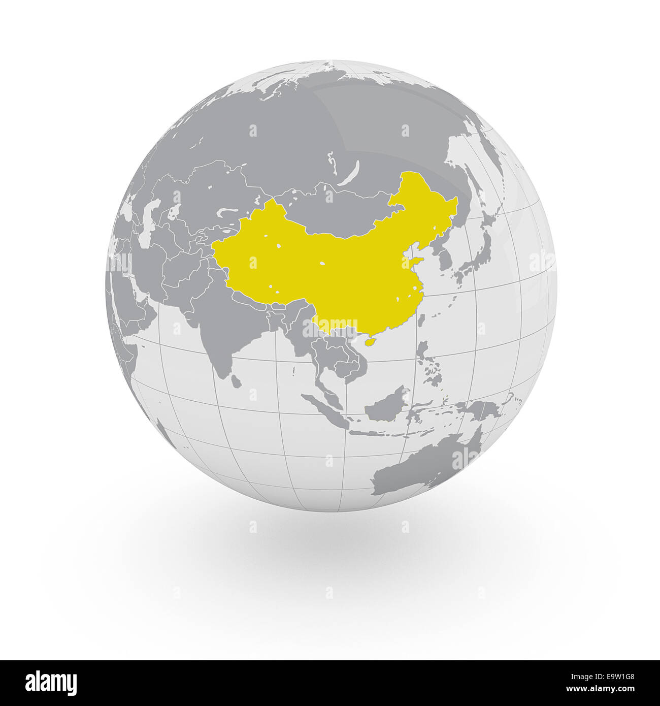 China on globe isolated on white background Stock Photo - Alamy