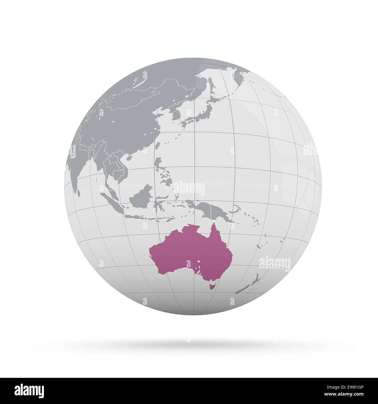 Australia on globe isolated on white background Stock Photo - Alamy