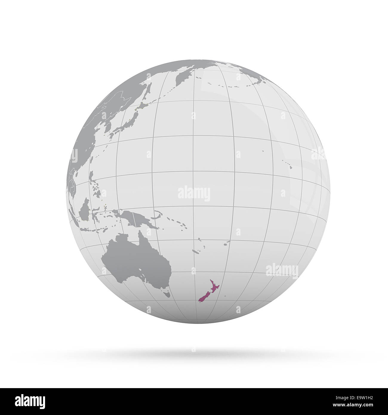 New Zealand on globe isolated on white background Stock Photo - Alamy