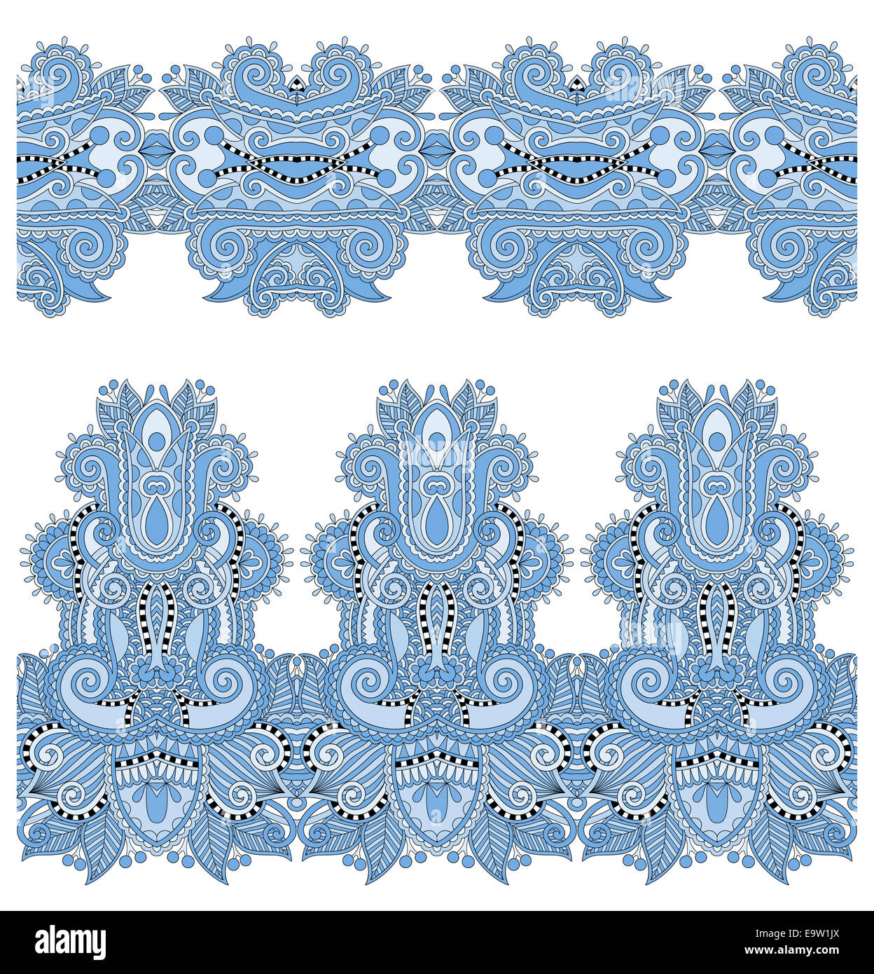 Vector ethnic border set blue hi-res stock photography and images - Alamy
