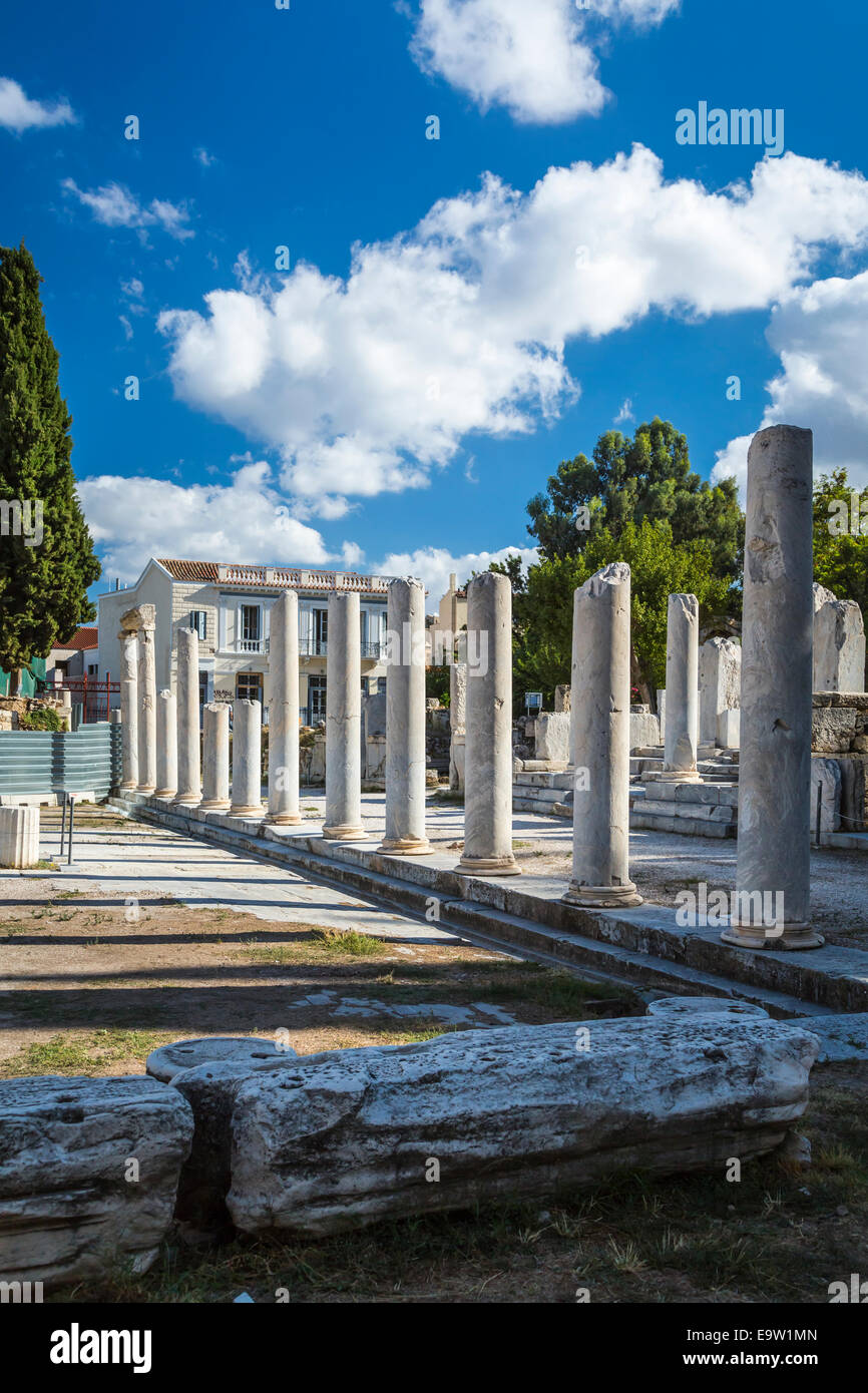 The restored ruins of the ancient Agora near Monastiraki Square in ...
