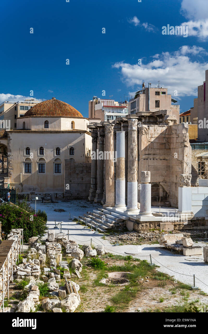 The restored ruins of the ancient Agora near Monastiraki Square in ...