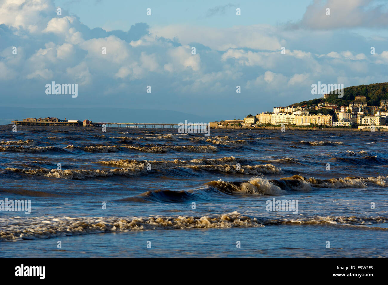 Weston-Super-Mare from Uphill Beach, North Somerset, England Stock ...