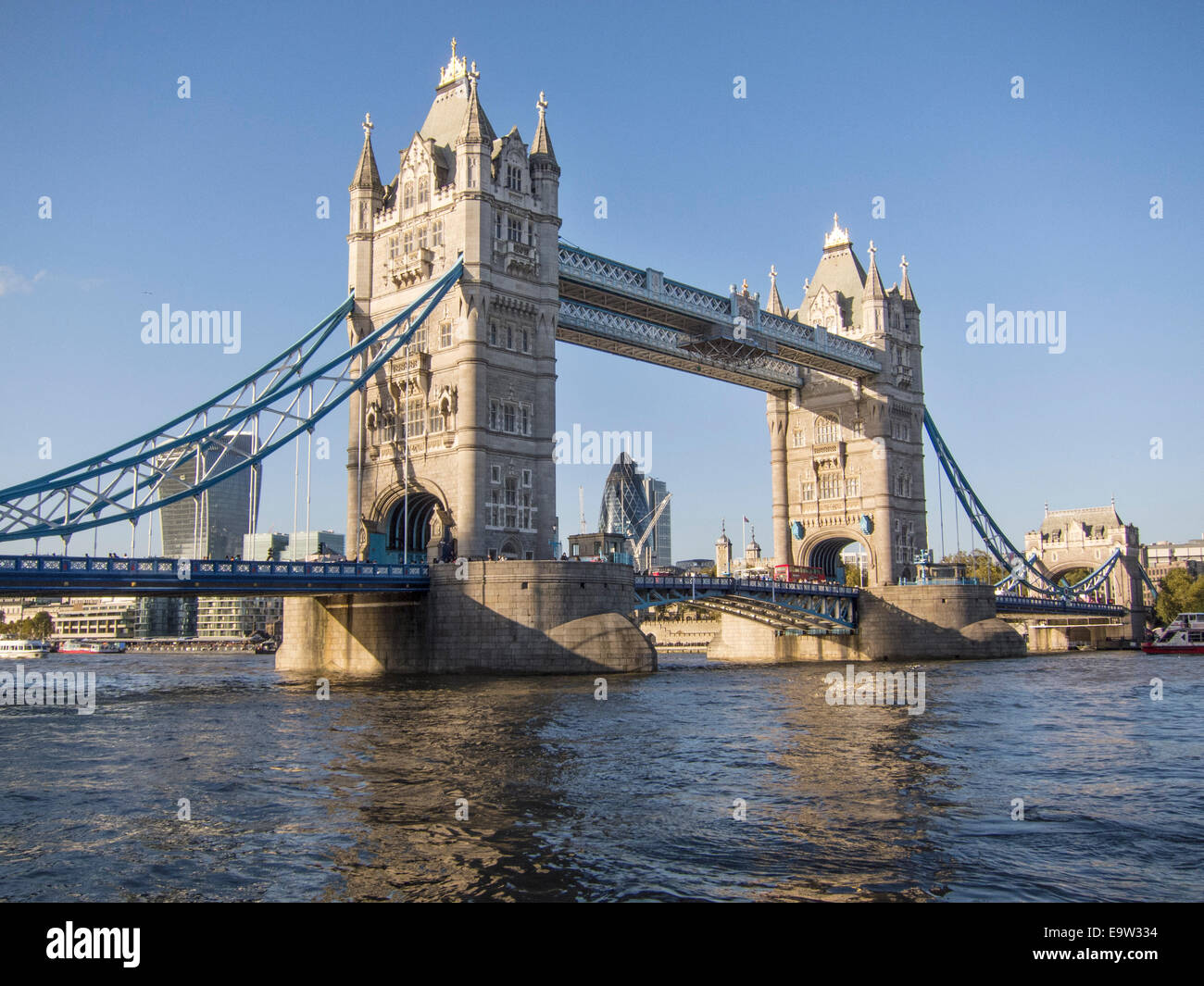 Tower Bridge and the river Thames, London. UK Bright sunny day in ...
