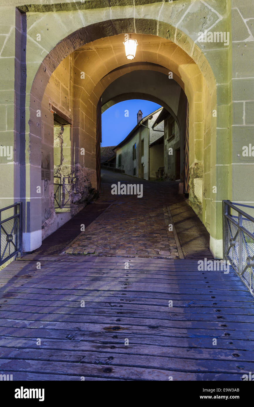 Dusk at Burgdorf castle, Emmental region, canton of Bern, Switzerland ...
