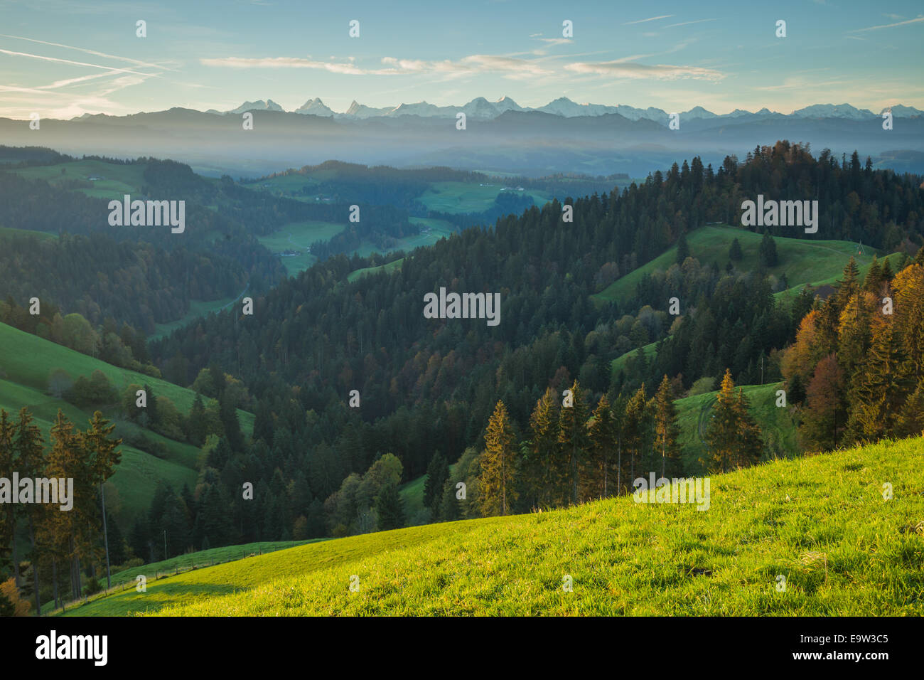 Autumn morning in Emmental near Langnau, canton of Bern, Switzerland ...