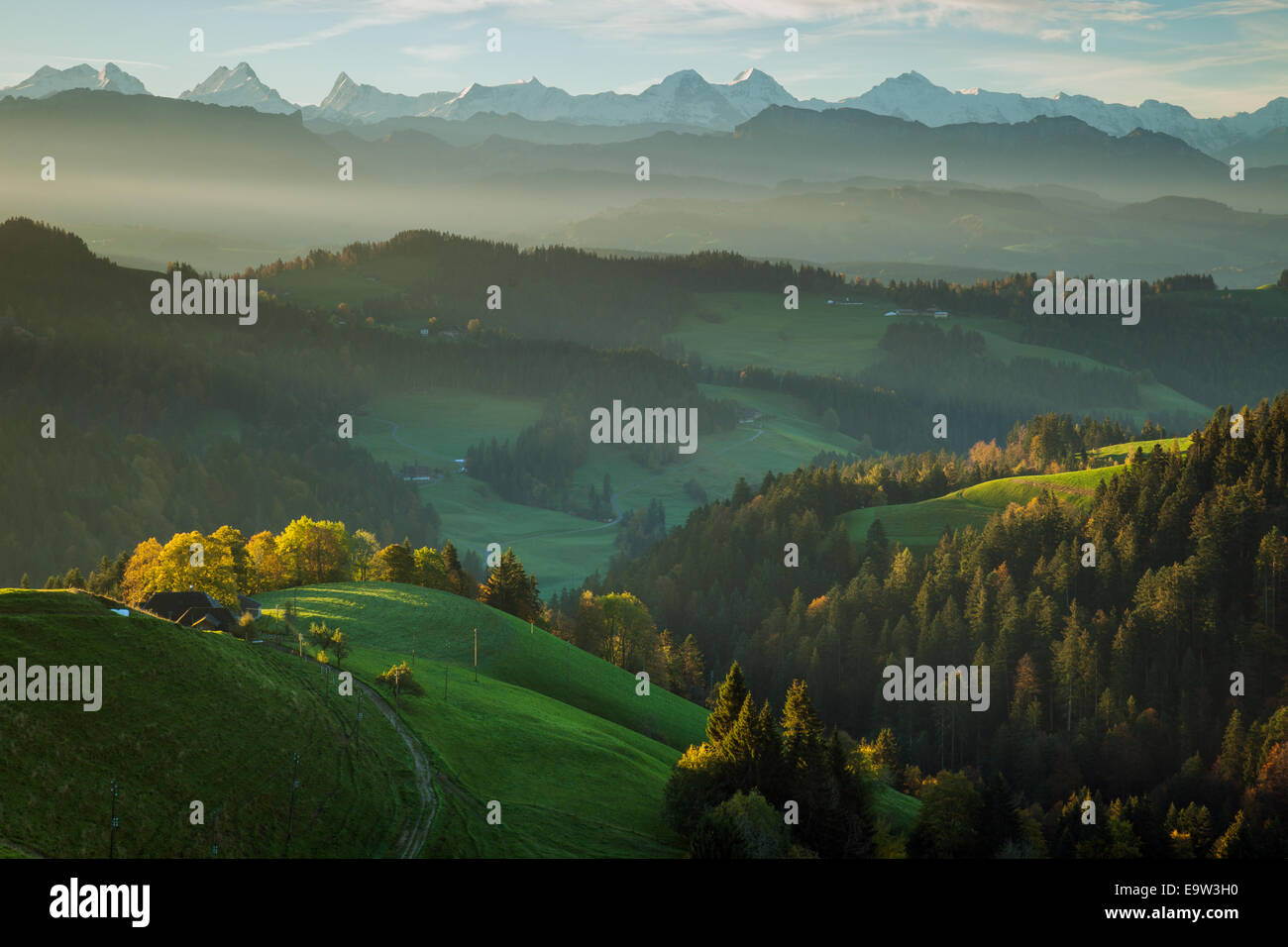 Autumn morning in Emmental region, canton of Bern, Switzerland Stock ...