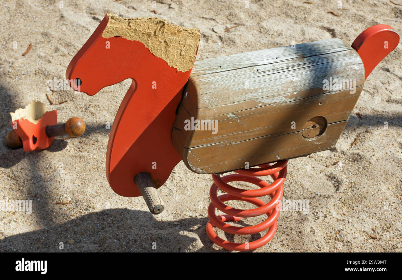Horse spring playground hi-res stock photography and images - Alamy