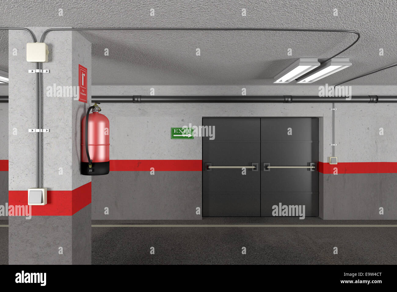 design in 3d of an empty interior garage Stock Photo - Alamy