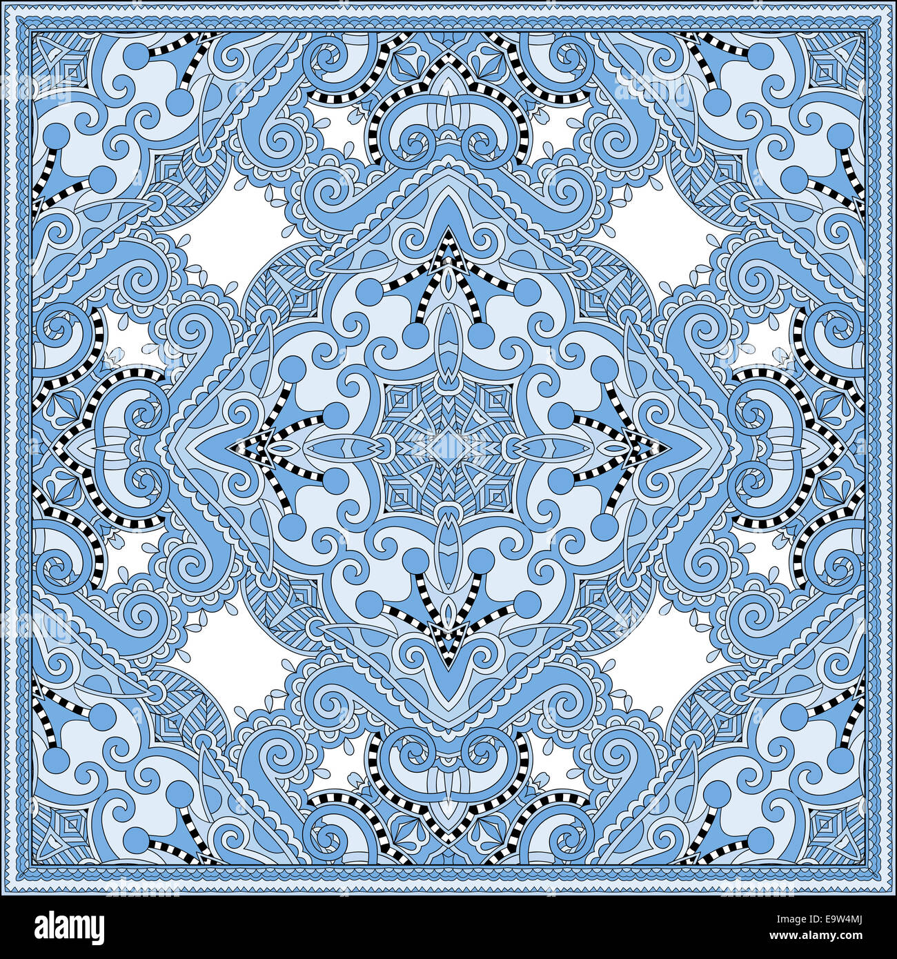 silk blue colour kerchief square pattern design Stock Photo - Alamy