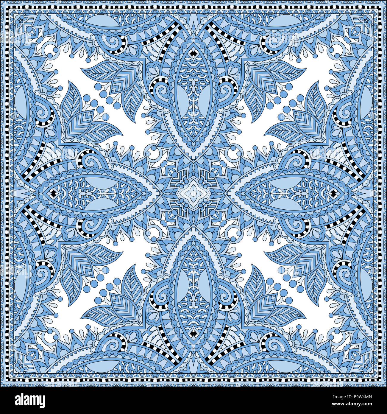 silk blue colour kerchief square pattern design Stock Photo - Alamy