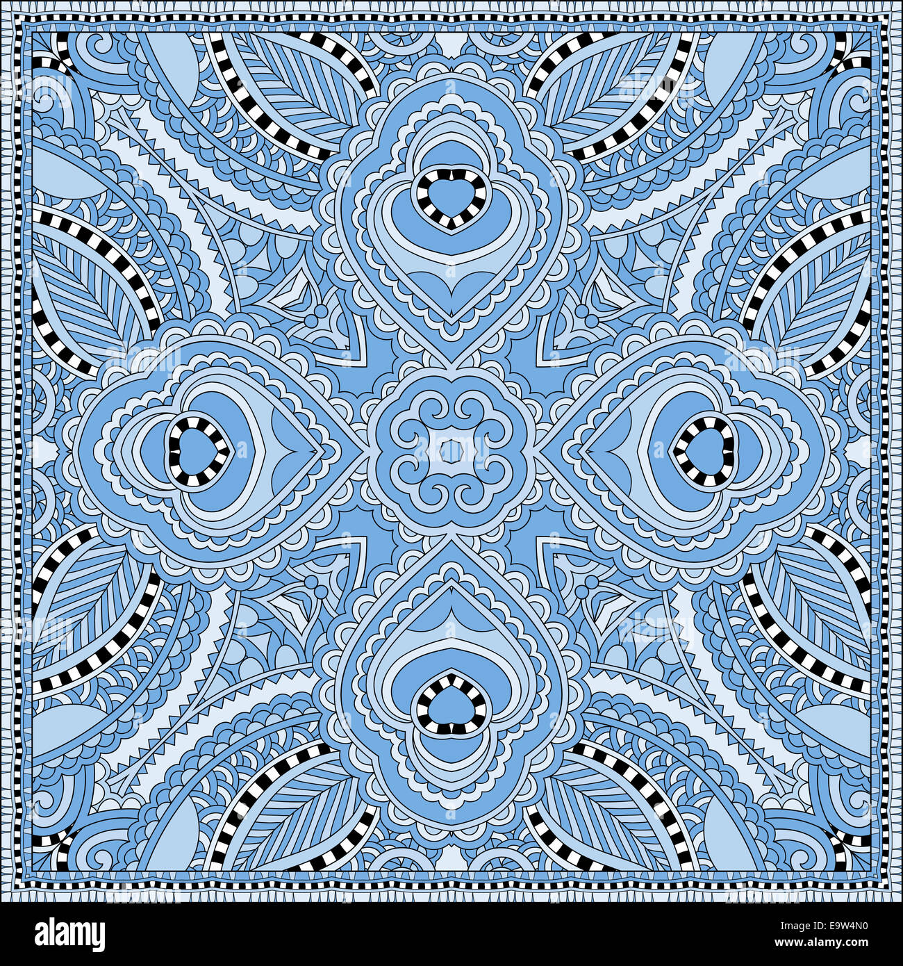 silk blue colour kerchief square pattern design Stock Photo - Alamy