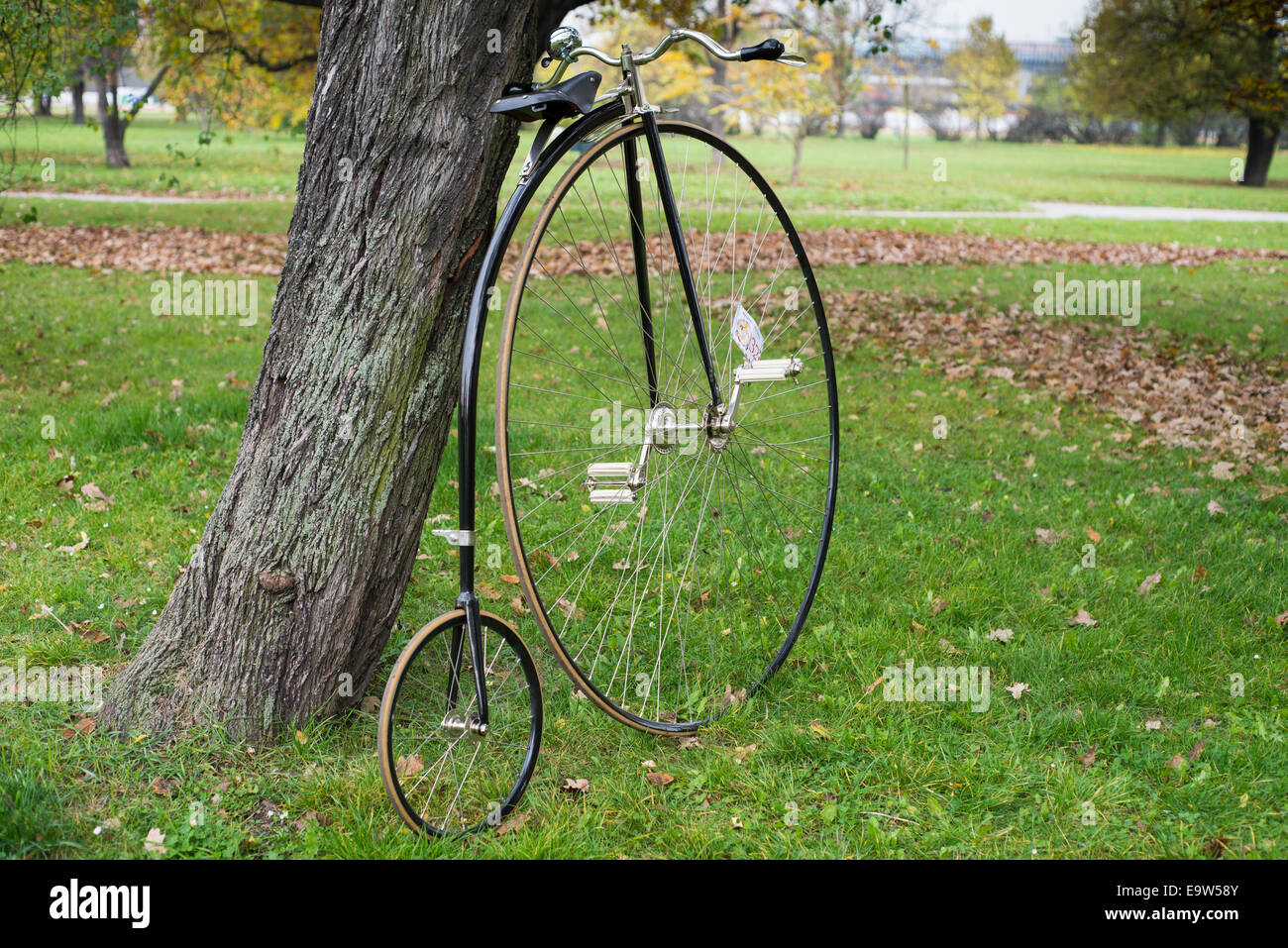 high-wheel bicycle, Prague Stock Photo - Alamy