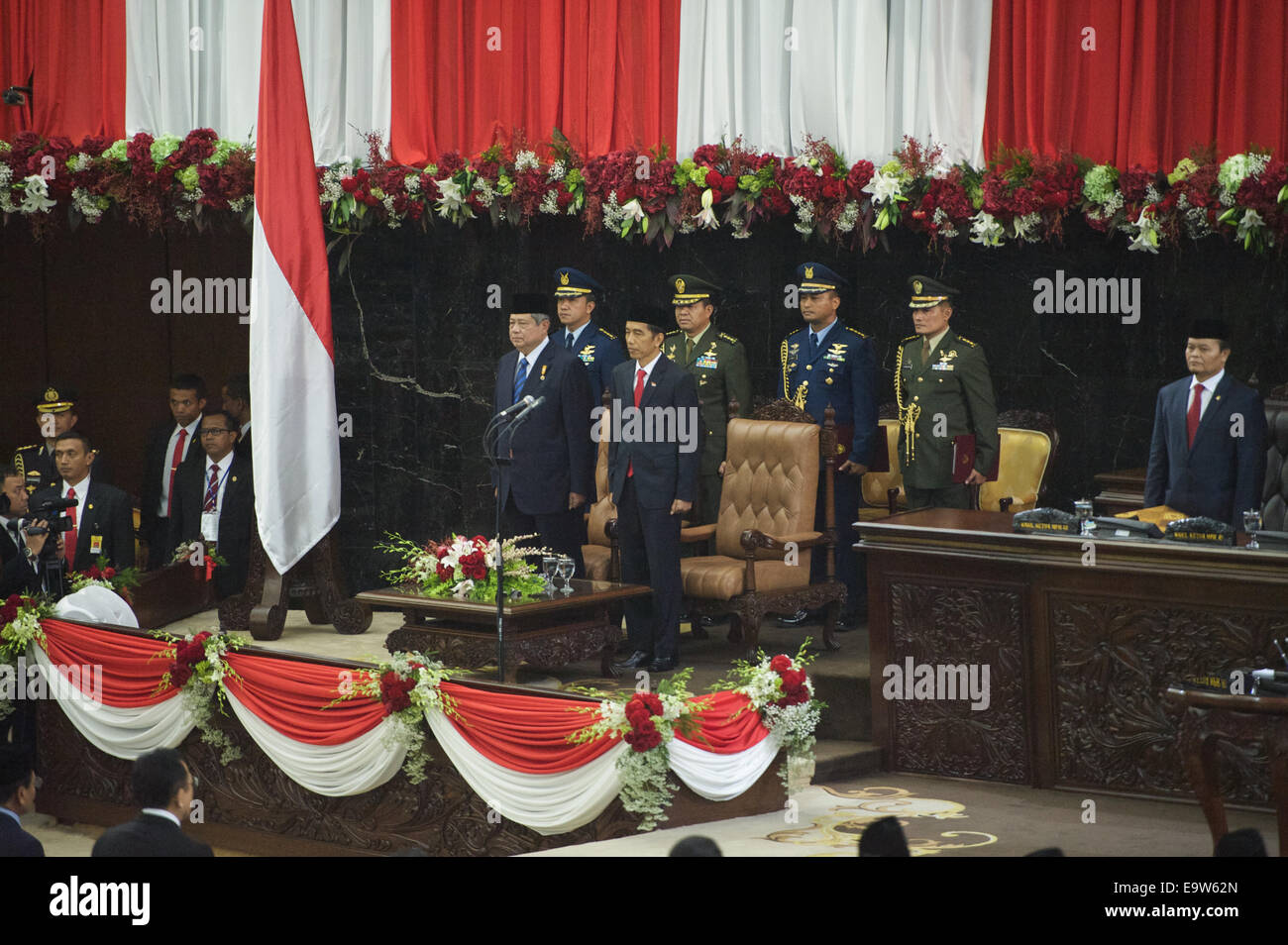 Outgoing Indonesia President Susilo Bambang Yudhoyono and President ...