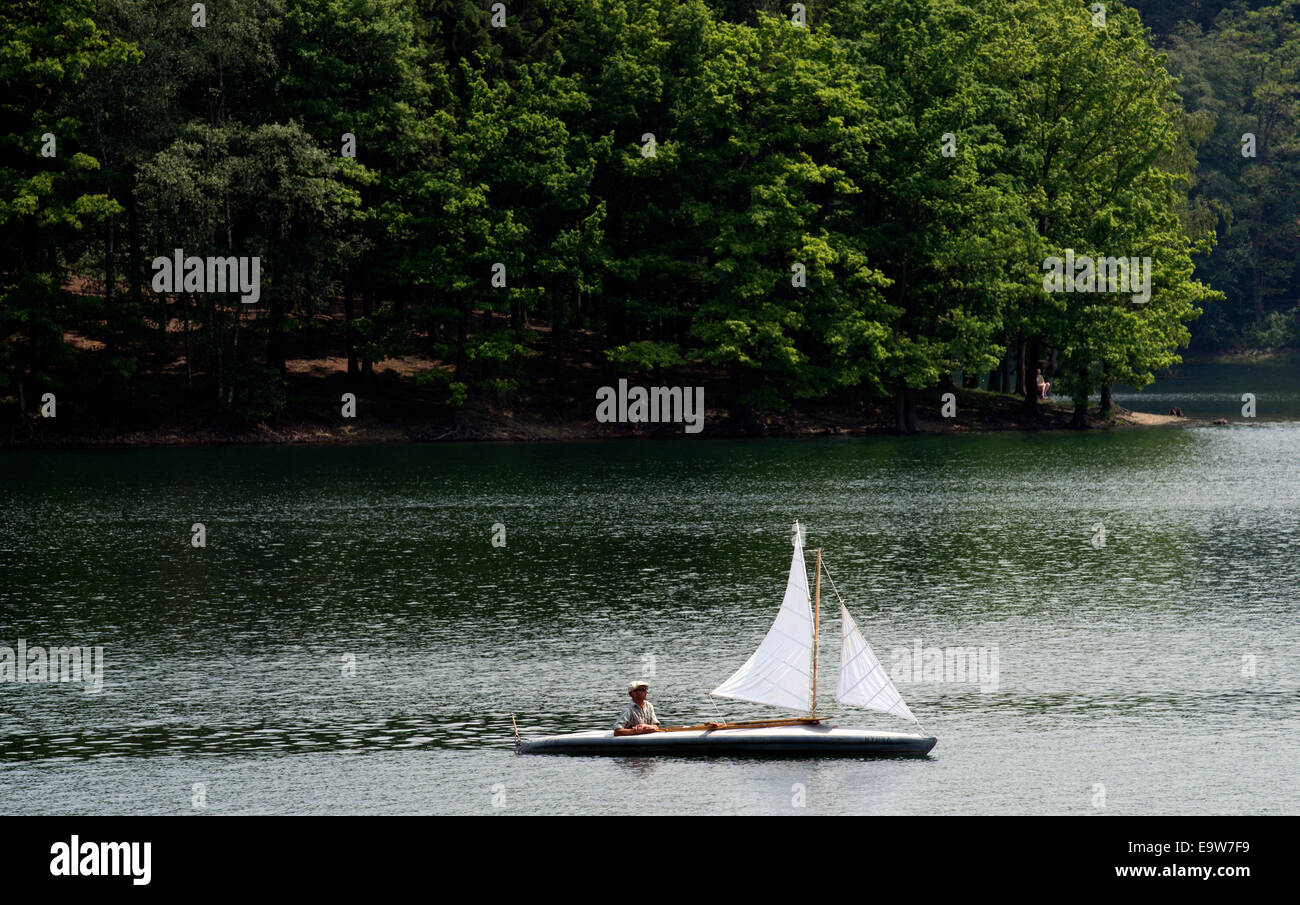 Hydra, a single manned sailing boat Stock Photo - Alamy