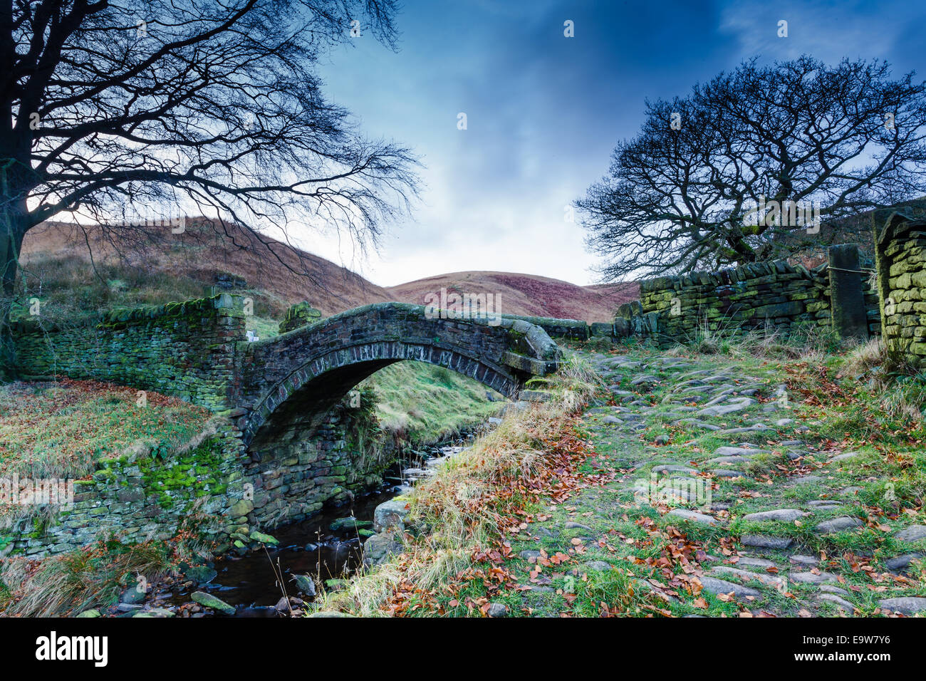Bridge Colne River Tributary near Marsden West Yorkshire late afternoon ...