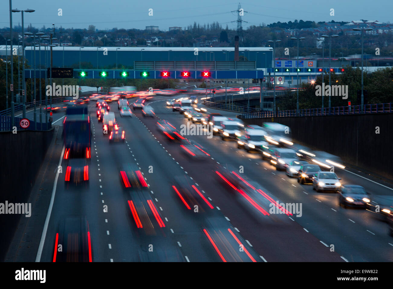 The A38(M), also known as the Aston Expressway, taken at dusk as ...