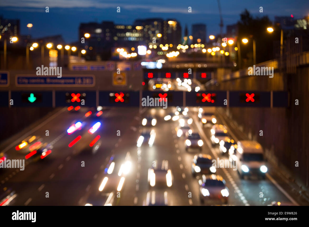 The A38(M), also known as the Aston Expressway, taken at dusk as ...