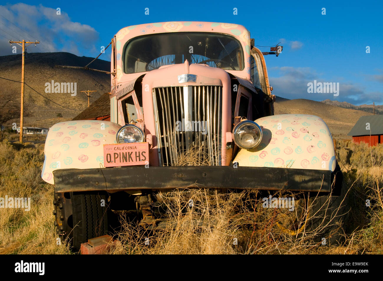 Pink truck, Doyle, Lassen County, California Stock Photo - Alamy