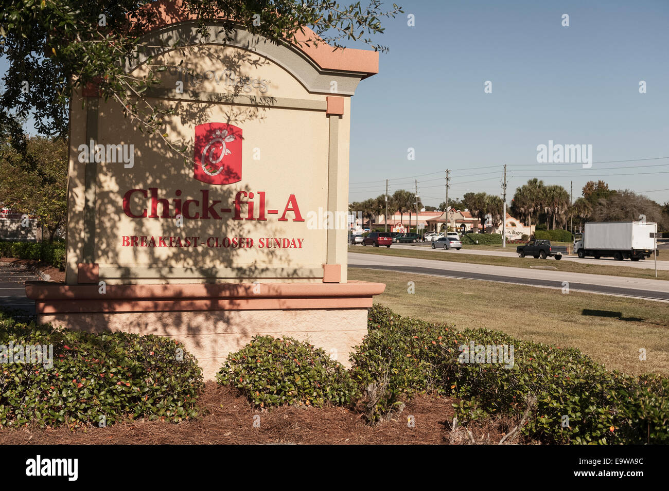 Chick-Fil-A Outdoor Store Sign located in Lady Lake, Florida USA Stock ...