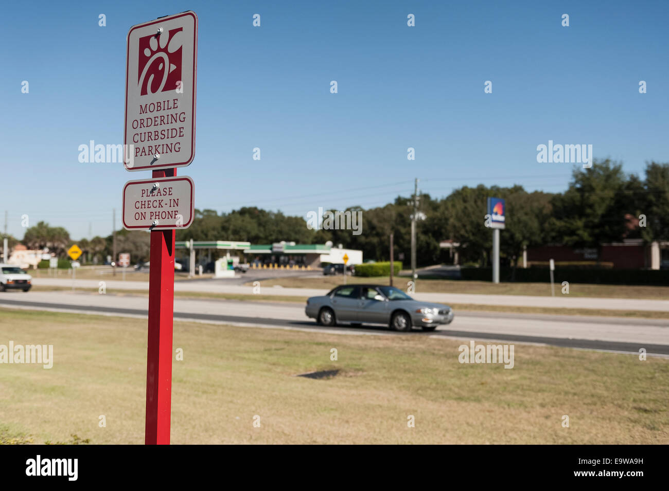 Mobile Ordering Sign Chick-Fil-A at Curbside in Lady Lake, Florida USA ...