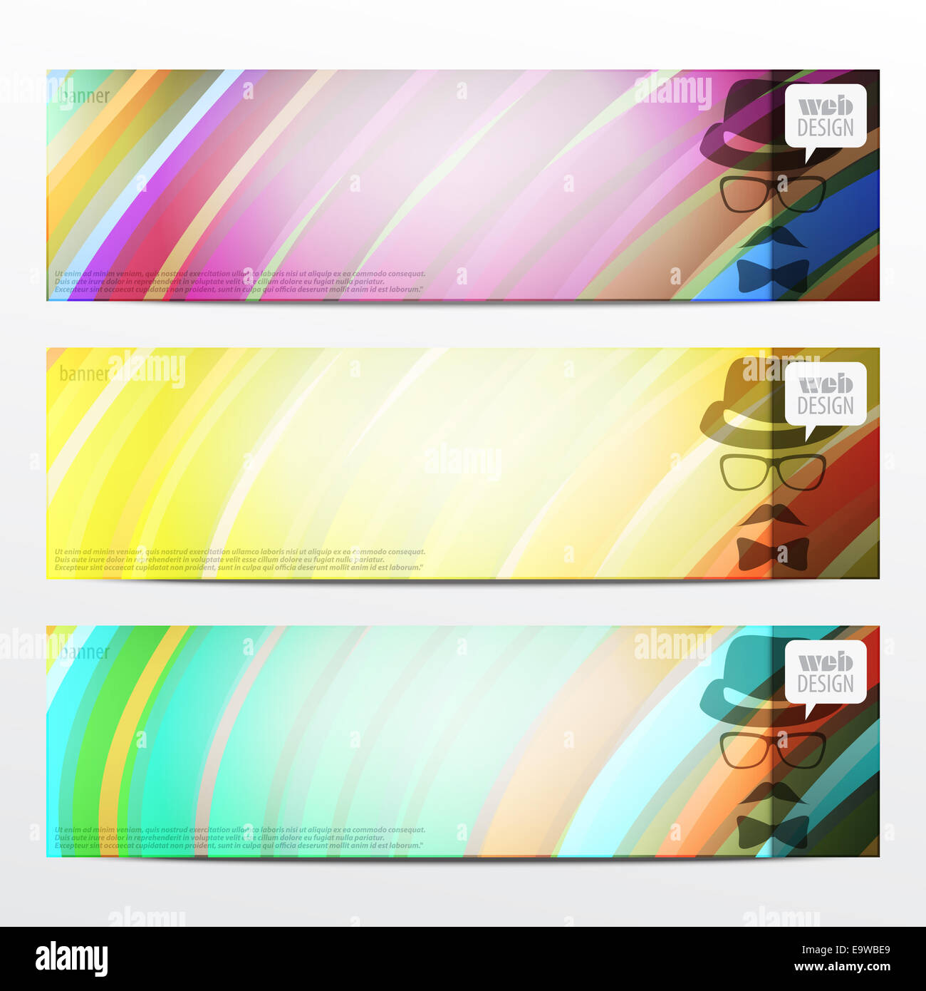 set of vector banners with colorful striped pattern. graphic, web ...