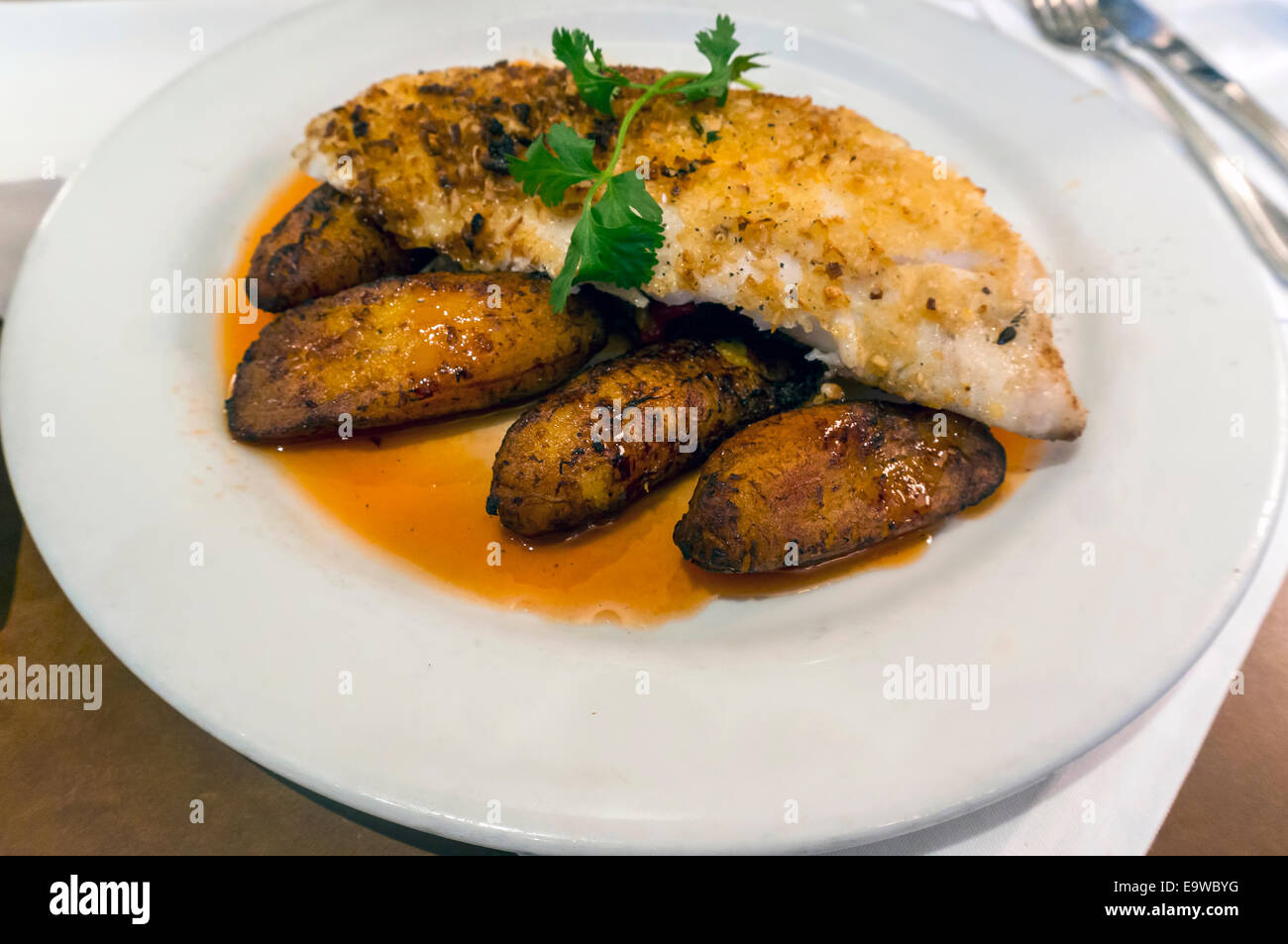 Macadamia coconut crusted Snapper, grilled pineapple salsa, sweet ...