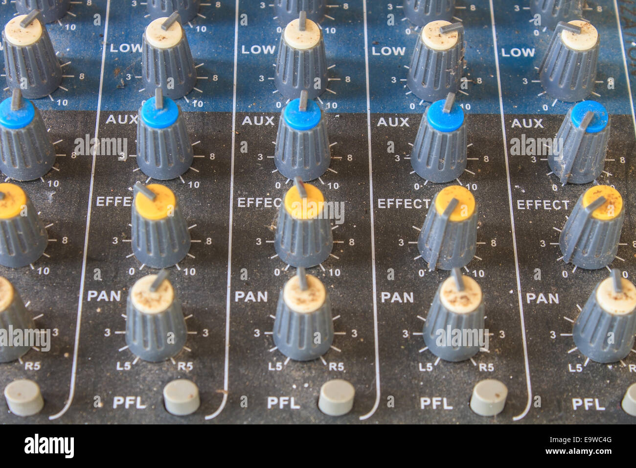 old buttons equipment in audio recording studio Stock Photo - Alamy