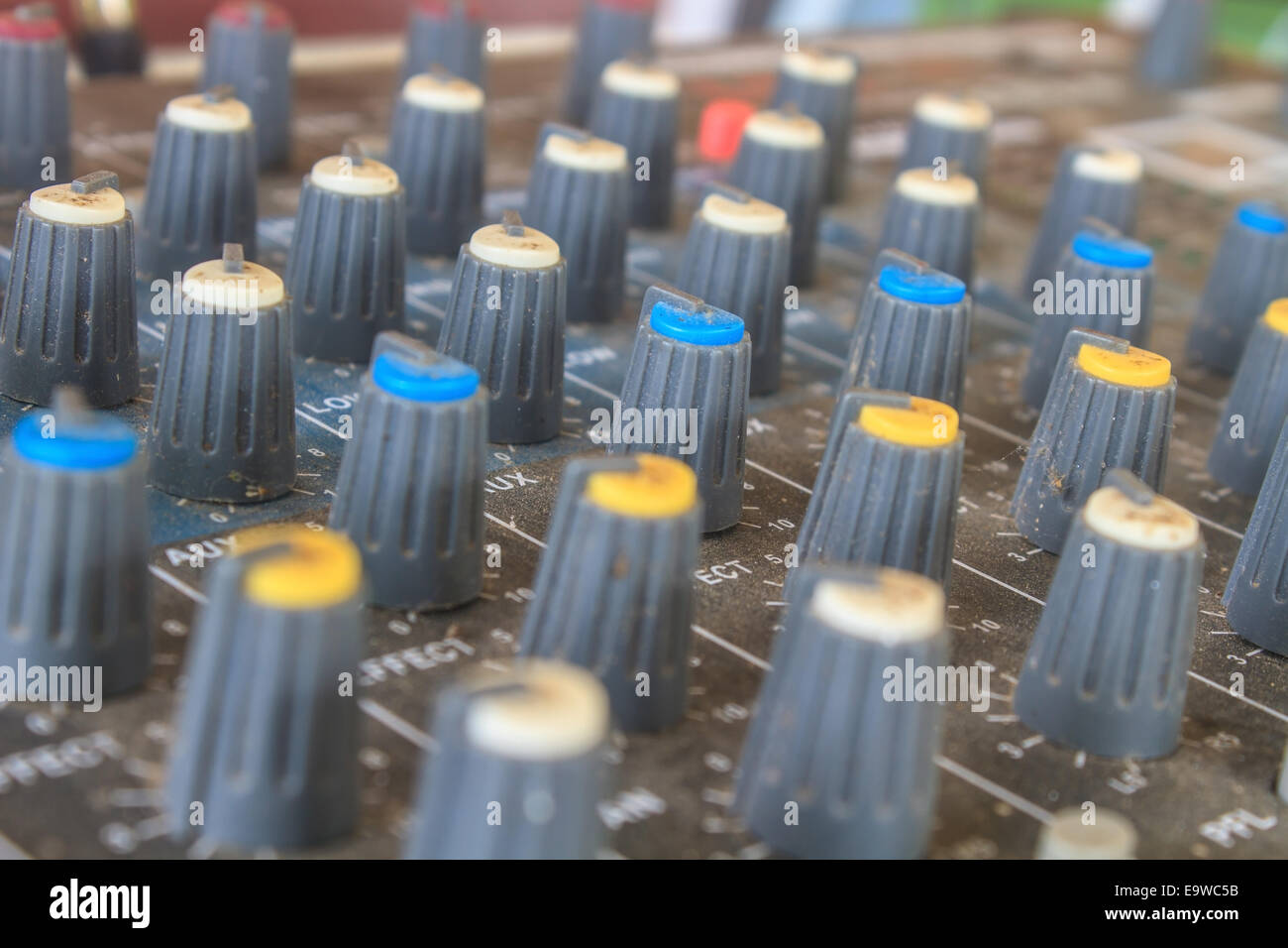 old buttons equipment in audio recording studio Stock Photo - Alamy
