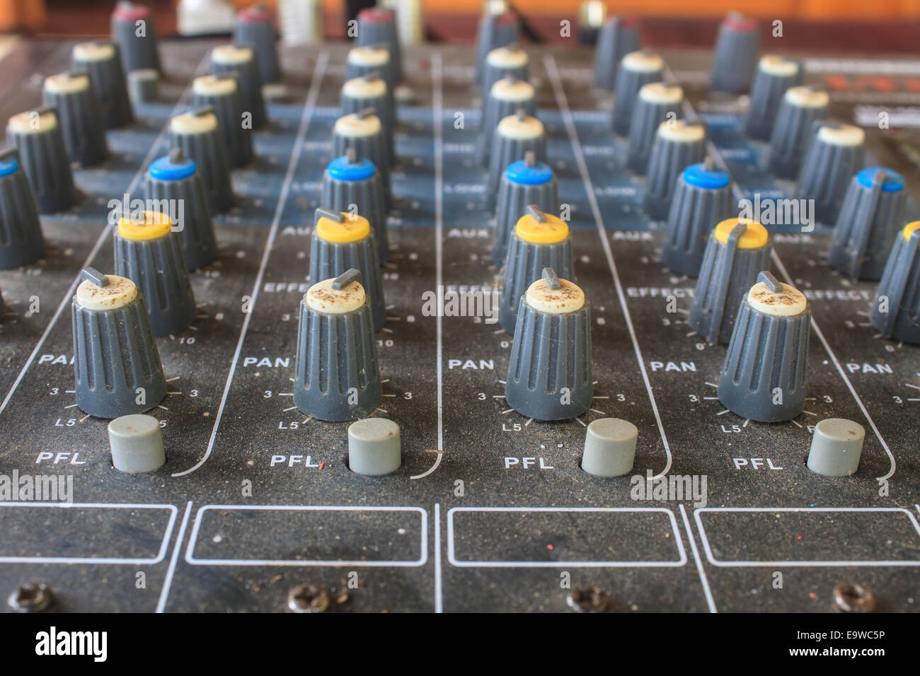 old buttons equipment in audio recording studio Stock Photo - Alamy