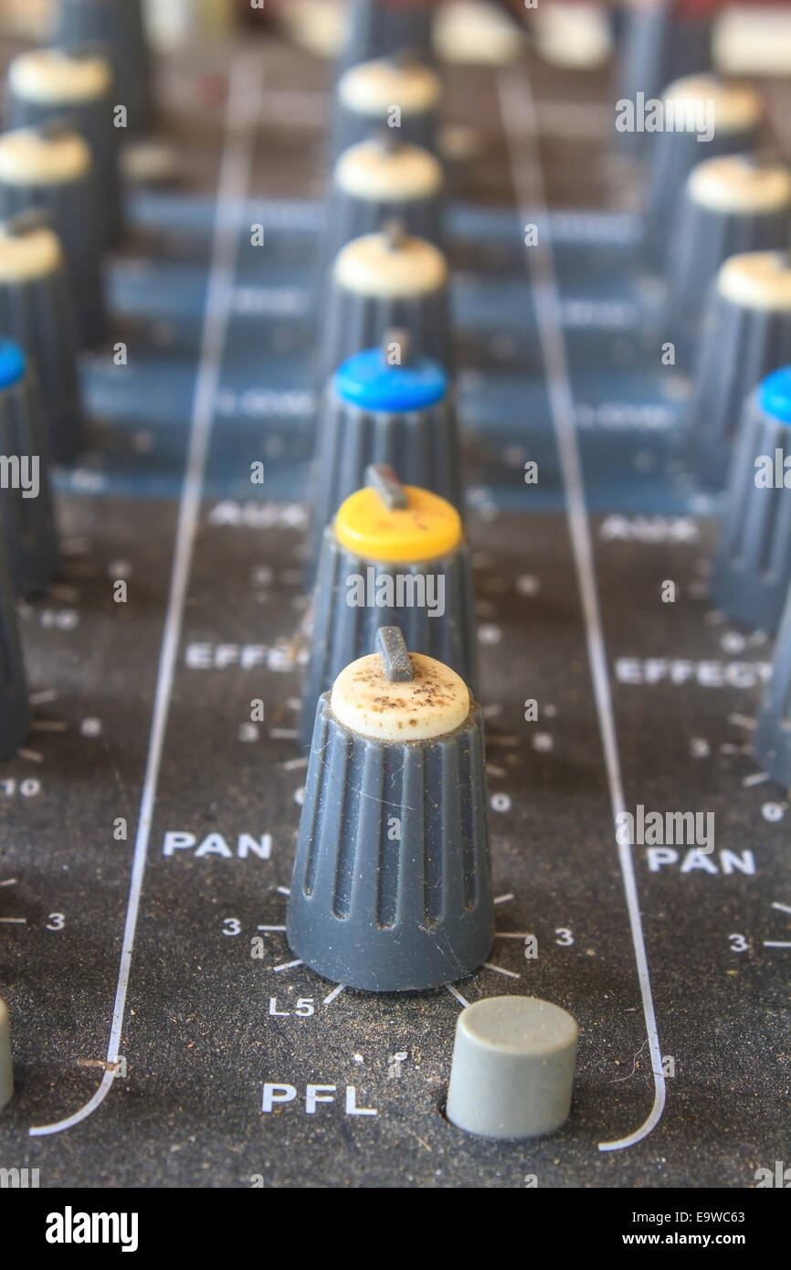 old buttons equipment in audio recording studio Stock Photo - Alamy