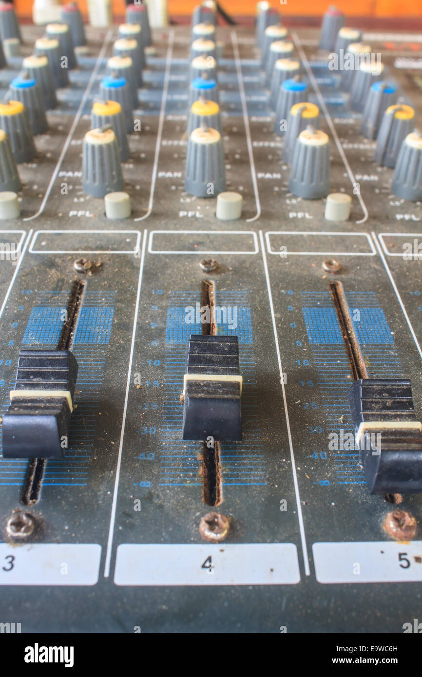 old buttons equipment in audio recording studio Stock Photo - Alamy