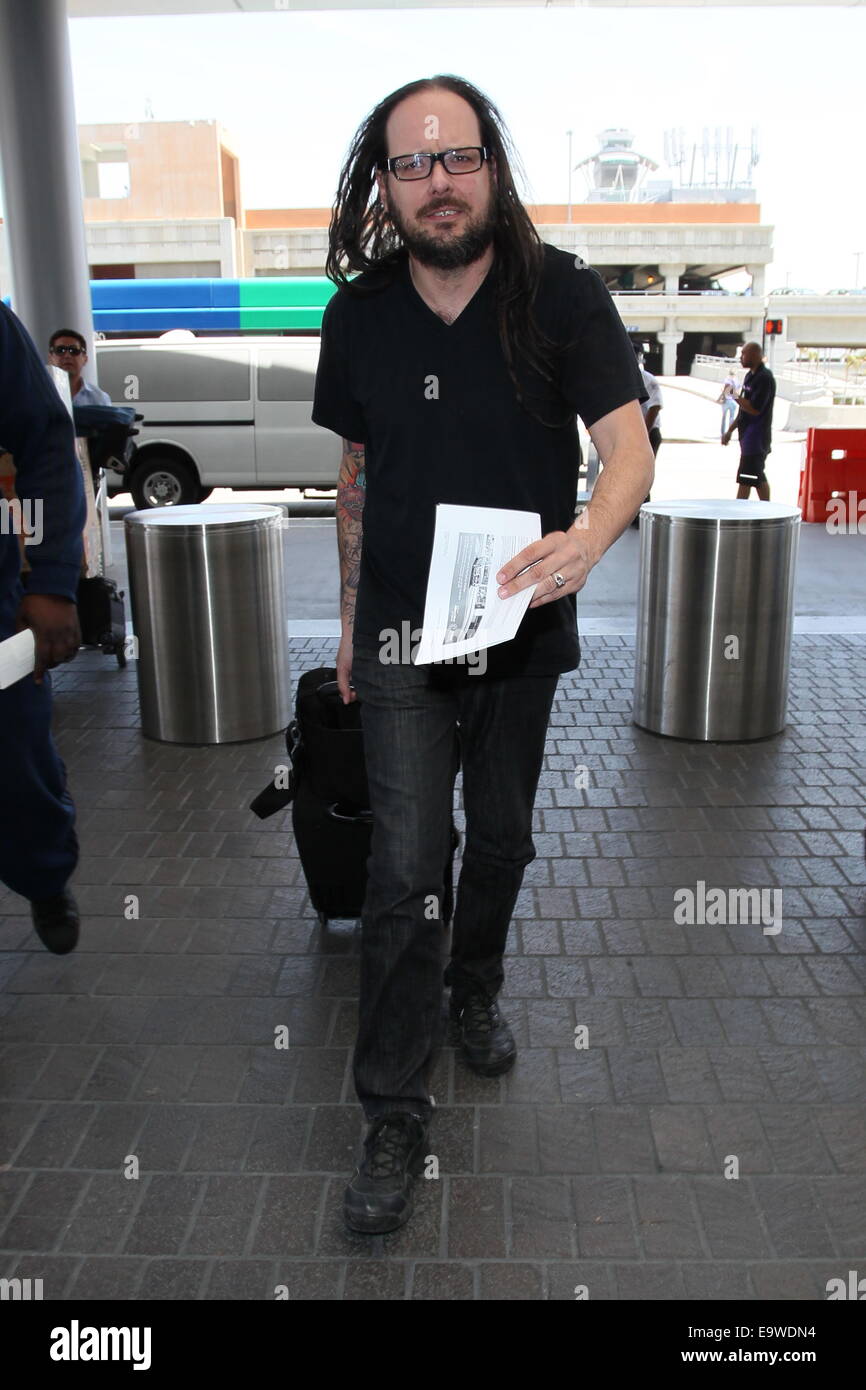 Jonathan Davis seen arriving at Los Angeles International airport ...