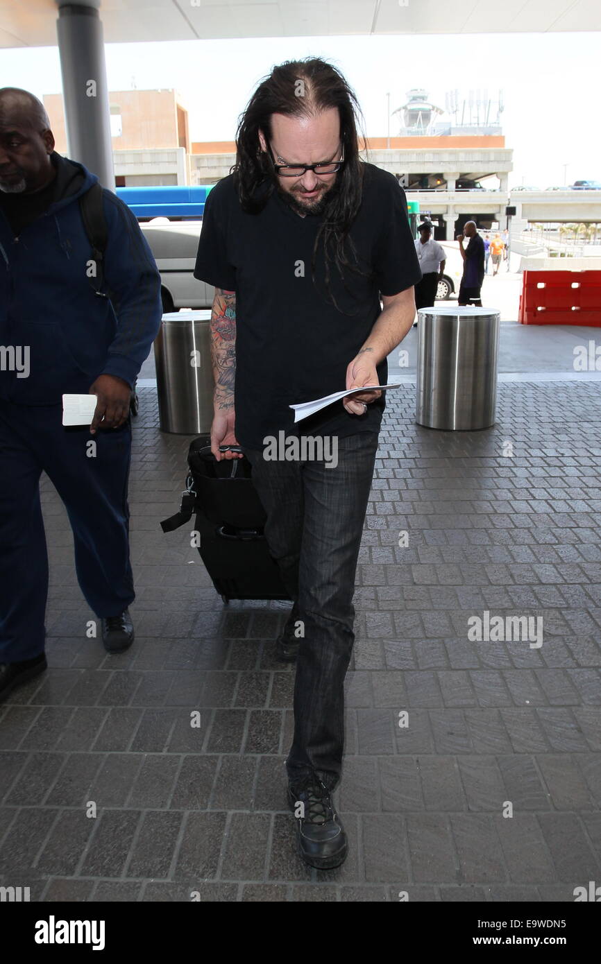 Jonathan Davis seen arriving at Los Angeles International airport ...