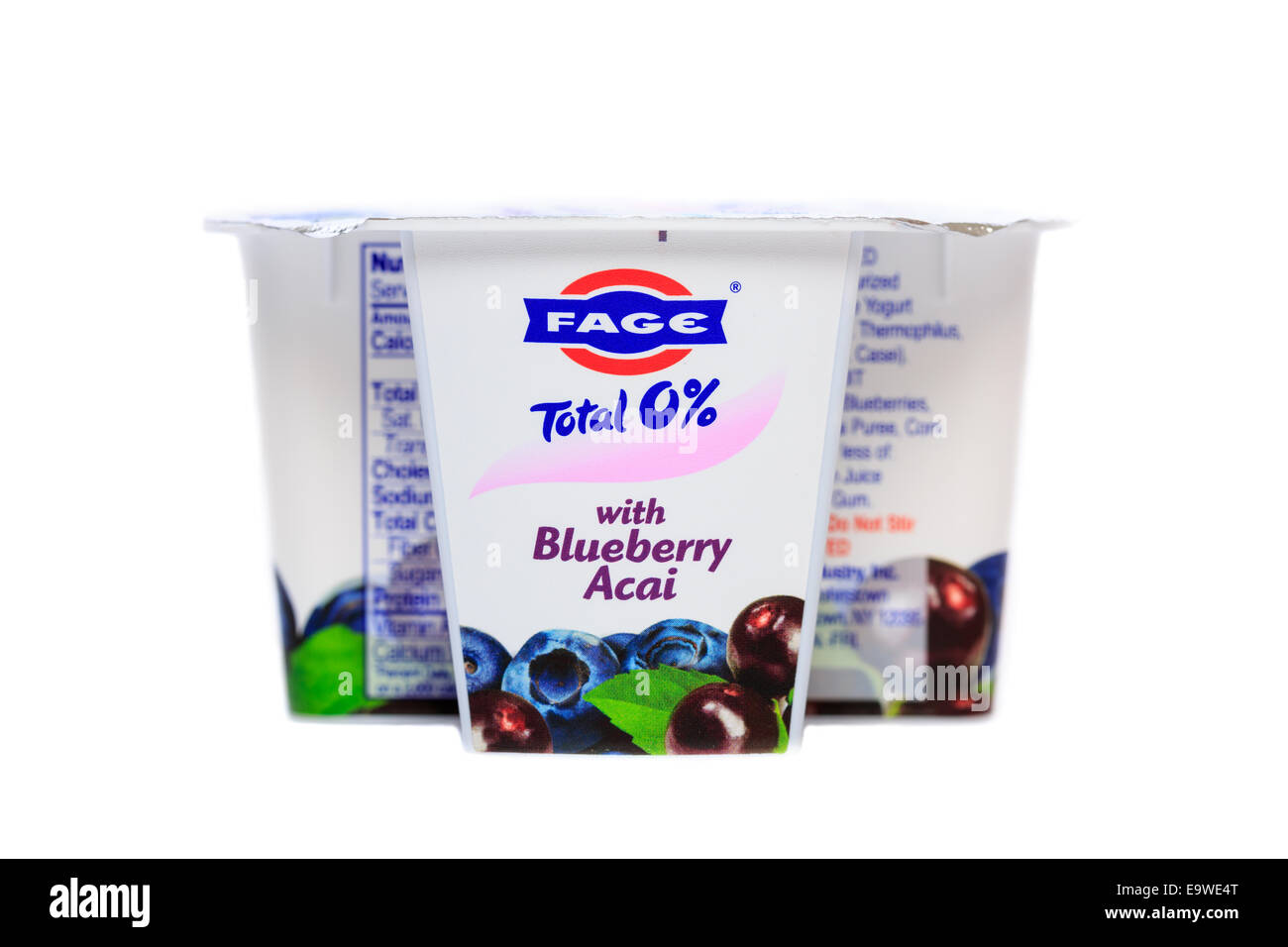 Fage Total 0% nonfat greek strained yogurt cup Blueberry Acai Stock ...