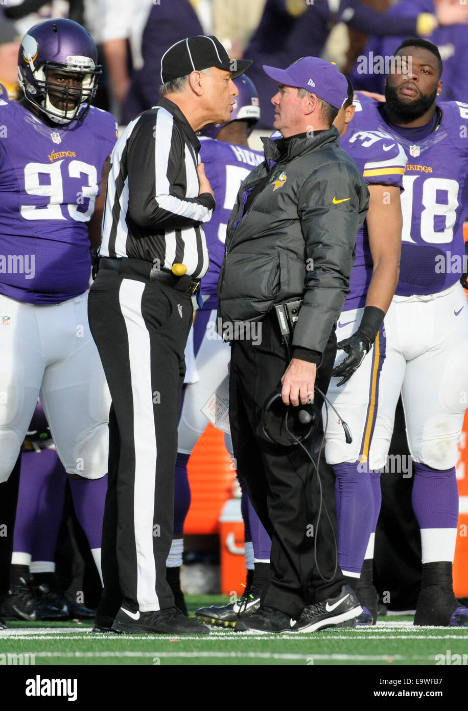 Minneapolis, MN, USA. 2nd Nov, 2014. Minnesota Vikings head coach Mike ...
