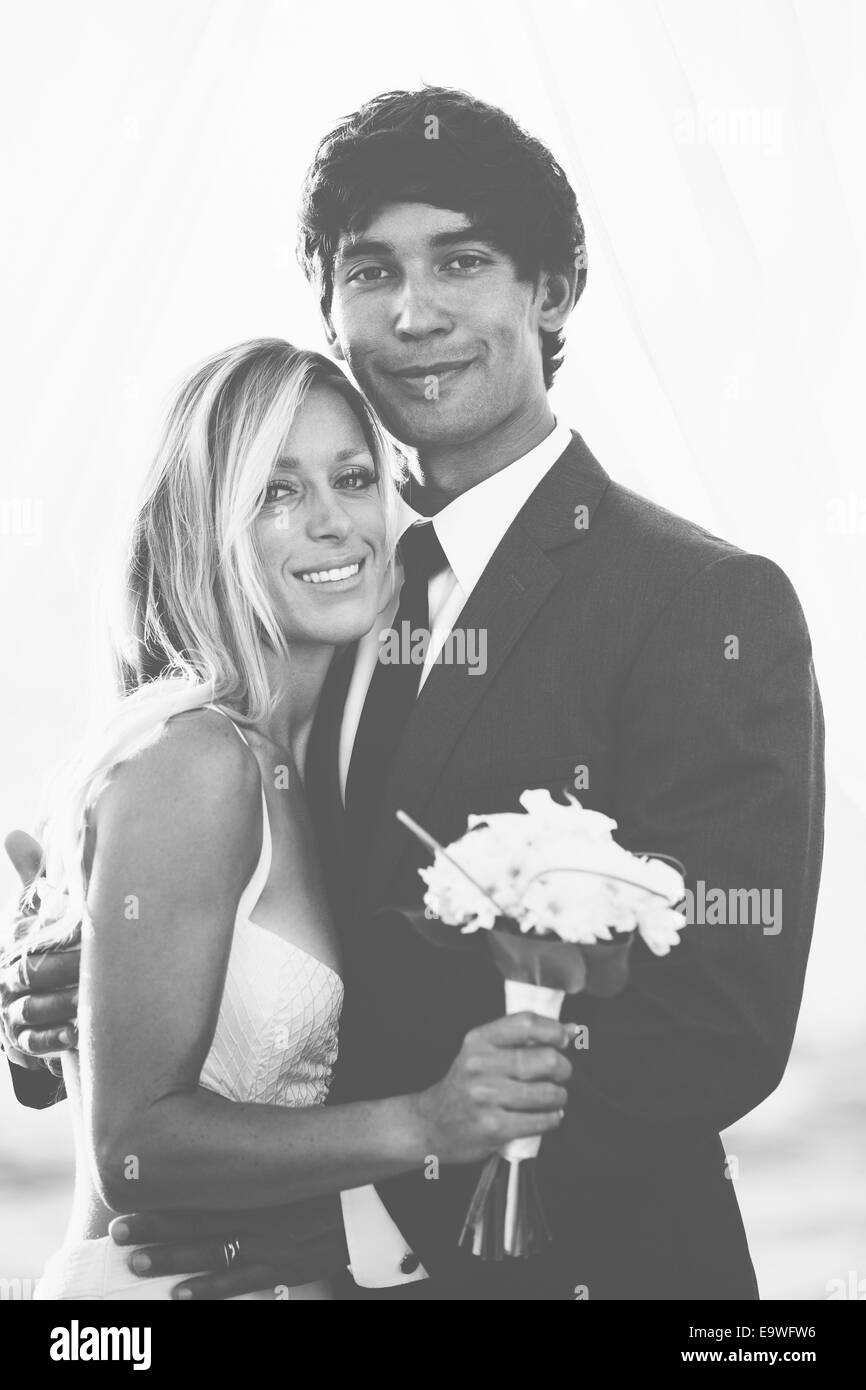 Wedding, Portrait of Happy Bride and Groom on Wedding Day Stock Photo ...