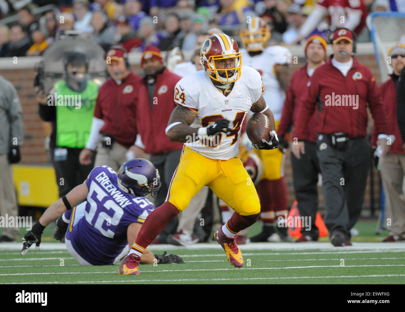 Minneapolis, MN, USA. 2nd Nov, 2014. Washington Redskins tight end ...
