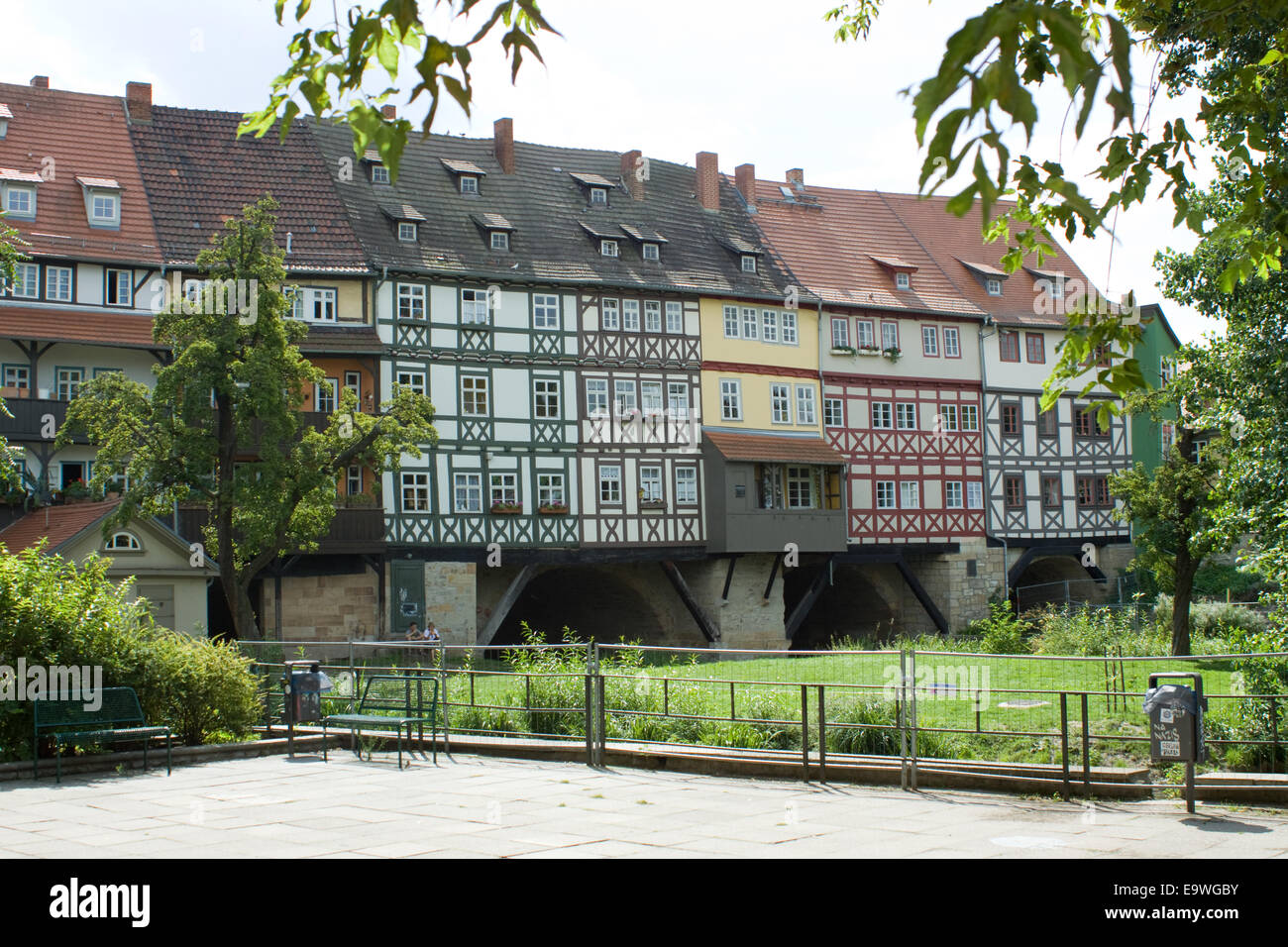 View from the Horngasse to the Kramer Bridge in Erfurt Stock Photo - Alamy
