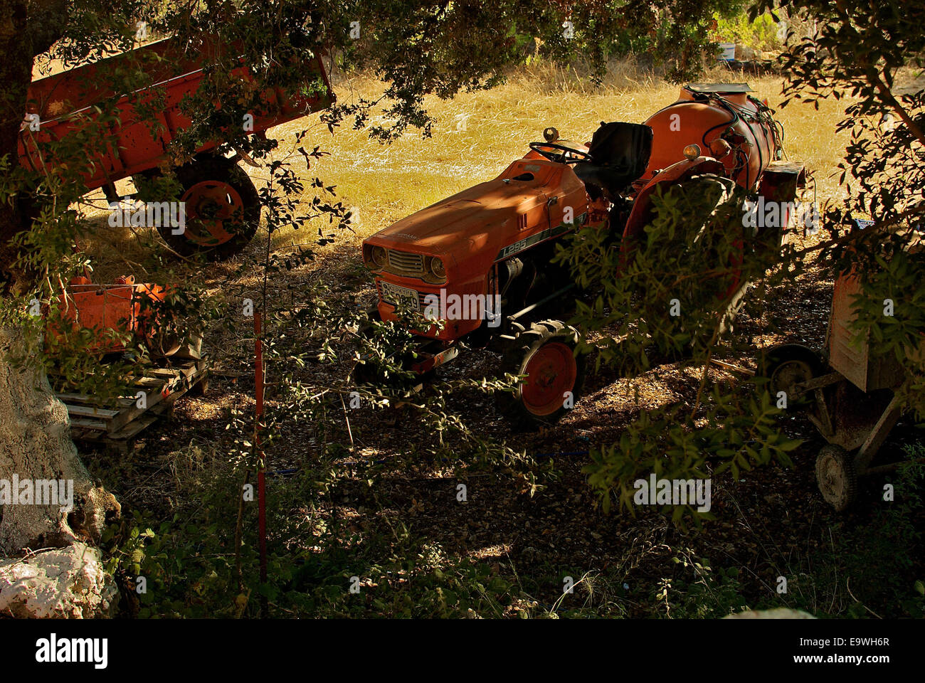 Old Red Tractor Stock Photo - Alamy