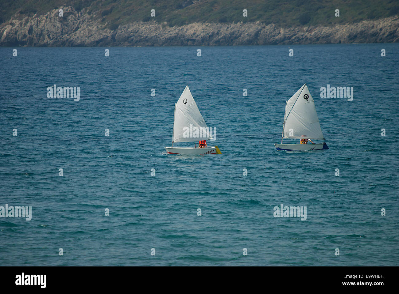 Small sailing boats at sea Stock Photo - Alamy